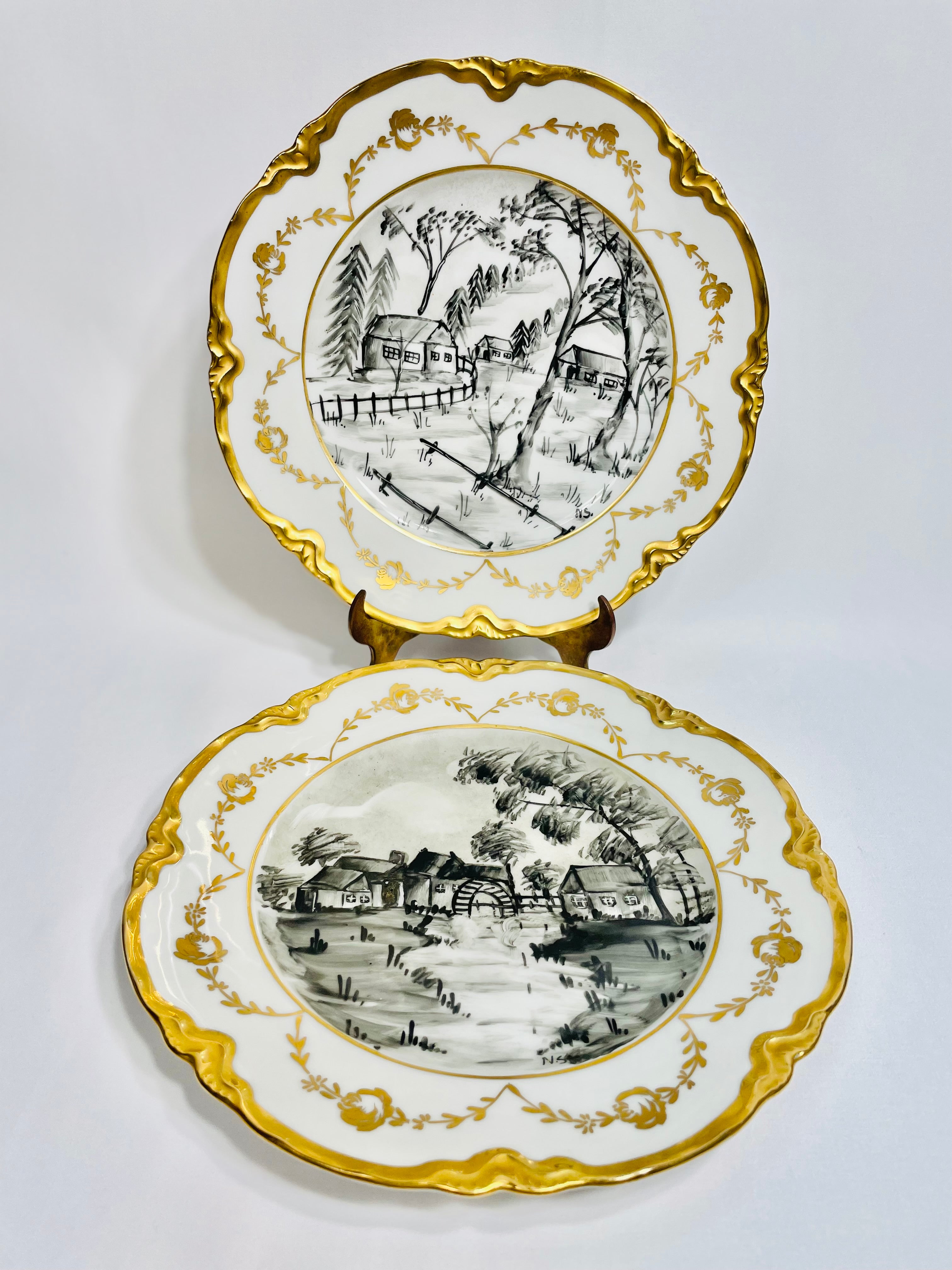Hand Painted German Porcelain Plates, Pair – Heritage Home Furnishings